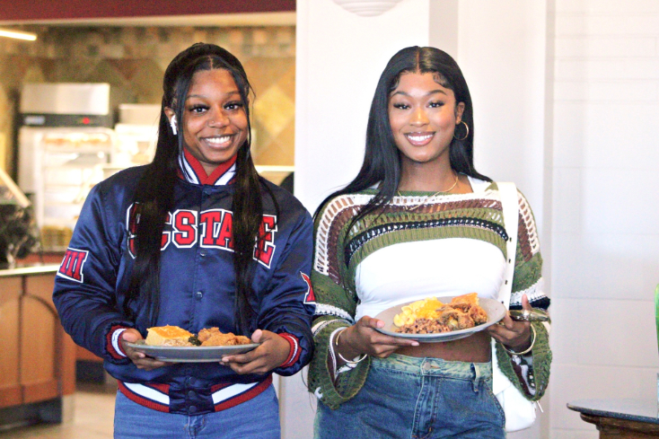 students in dining hall